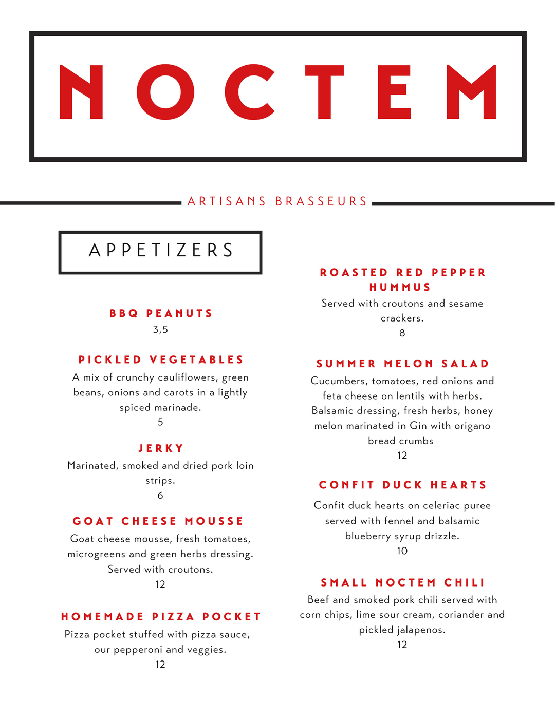 Menu#N#– Noctem Artisans Brasseurs